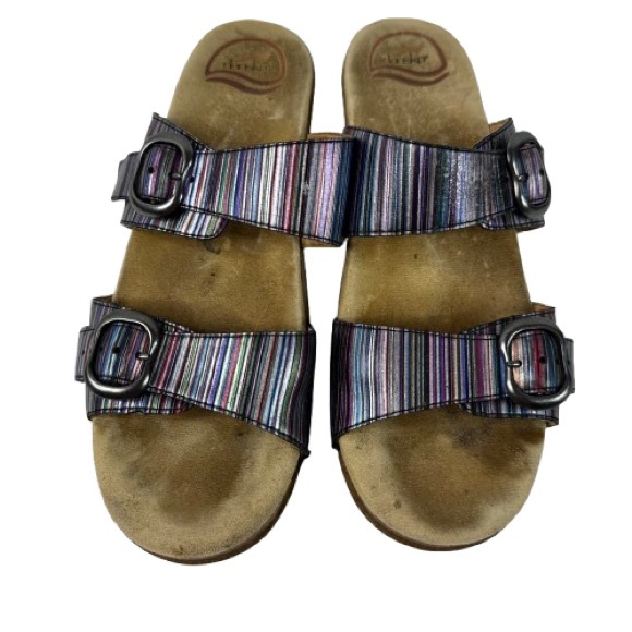 Shoes | Dansko Sophie Metallic Striped Sandals | Poshmark